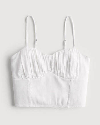 Women's Linen Blend Ruched Bust Top | Women's Tops | HollisterCo.com