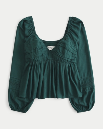 Women's Easy Ruched Bust Babydoll Top | Women's Clearance | HollisterCo.com