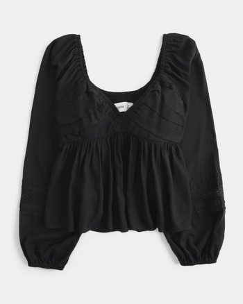 Women's Easy Ruched Bust Babydoll Top | Women's Tops | HollisterCo.com