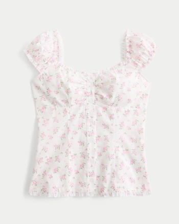 Women's Ruffle Trim Poplin Blouse | Women's Tops | HollisterCo.com