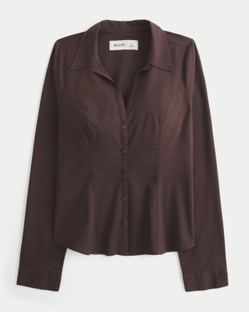 Women's Stretch Poplin Button Front Shirt | Women's Clearance ...