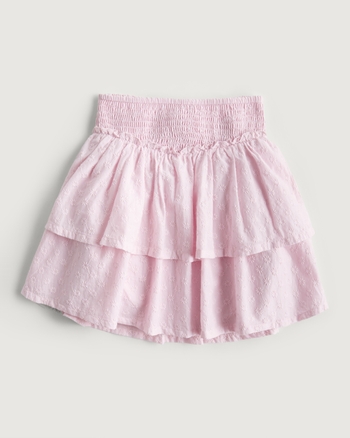 Womens Ultra High Rise Tiered Floral Embroidery Mini Skirt Womens