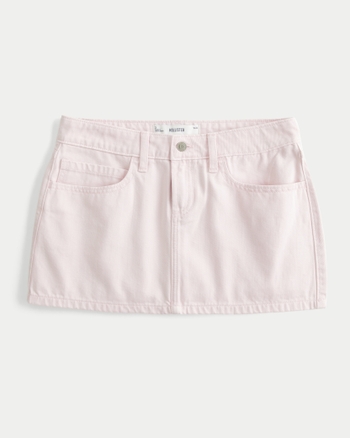 Women's Low-Rise Pink Denim Mini Skort | Women's Bottoms | HollisterCo.com