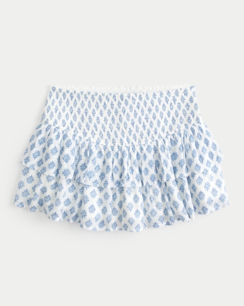 Womens Smocked Tiered Mini Skort Womens Bottoms