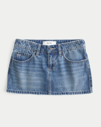 Women's Low-Rise Embroidered Bow Denim Mini Skort | Women's Clearance ...
