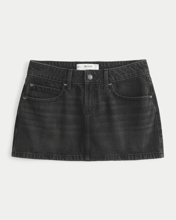 Women's Low-Rise Washed Black Denim Mini Skort | Women's New Arrivals ...
