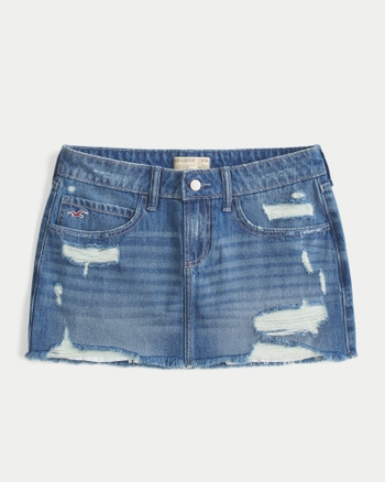 Women's Low-Rise Ripped Dark Wash Denim Mini Skort | Women's Sale ...