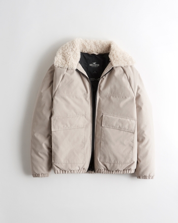 Women's Faux Fur Collar Puffer Bomber Jacket | Women's Jackets & Coats ...