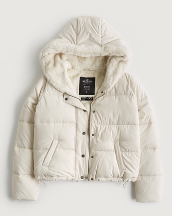 Women's Faux Fur-Lined Hooded Puffer Jacket | Women's Jackets & Coats ...