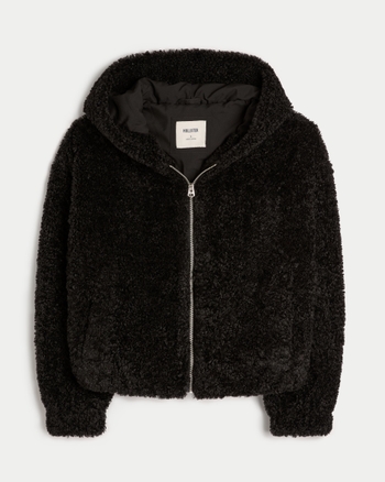 Women's Curly Faux Fur Zip-Up Jacket | Women's Clearance | HollisterCo.com