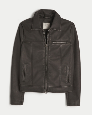 Women's Vegan Leather Zip-Up Jacket | Women's Clearance | HollisterCo.com