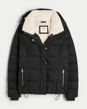 Women's Faux Fur-Lined Slim All-Weather Puffer Jacket | Women's ...