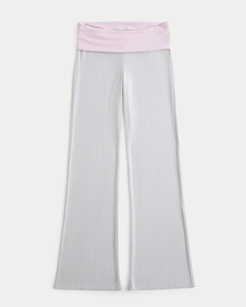Women's Foldover Waist Cozy Knit Flare Pants | Women's Sleepwear ...