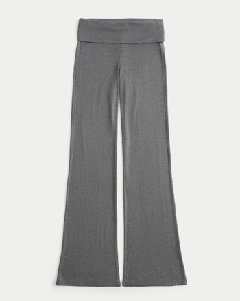 Women's Cozy Knit Foldover Waist Flare Pants | Women's Clearance ...