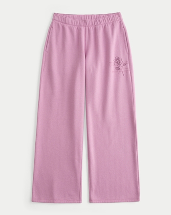 Women's Sparkle Rose Graphic Wide-Leg Sweatpants | Women's Sweatshirts ...