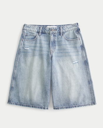 Women's Distressed Light Wash Super Baggy Jort | Women's | HollisterCo.com