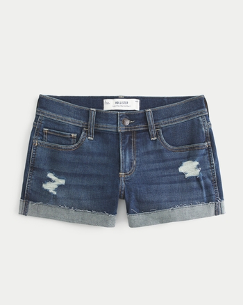 Women's Low-Rise Ripped Dark Wash Denim Shortie Shorts | Women's ...