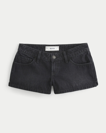 Women's Ultra Low-Rise Washed Black Mini Denim Shorts | Women's Bottoms ...