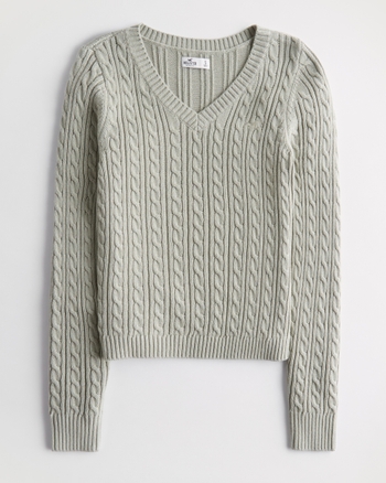 Women's Cable-Knit V-Neck Sweater | Women's Sale | HollisterCo.com
