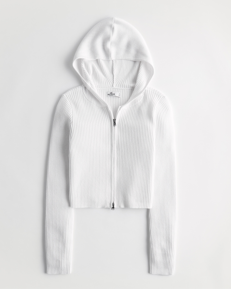 Women's Ribbed Full-Zip Hooded Cardigan | Women's Tops | HollisterCo.com