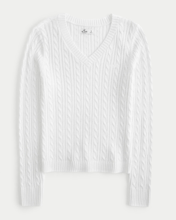 Women's Cable-Knit V-Neck Sweater | Women's Clearance | HollisterCo.com