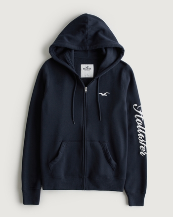 Women's Easy Zip-Up Logo Graphic Hoodie | Women's | HollisterCo.com