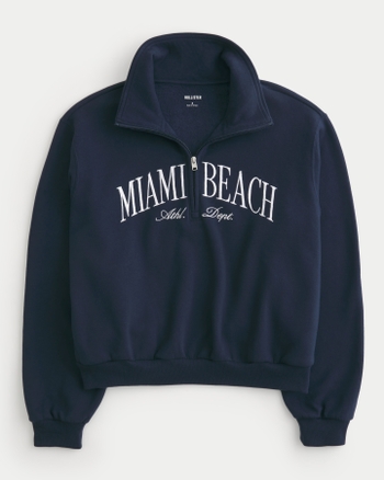 Women's Easy Half-Zip Miami Beach Graphic Sweatshirt | Women's New ...