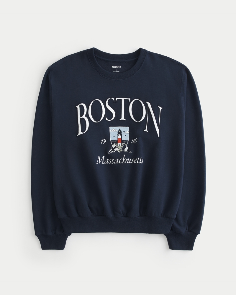 Women's Easy Boston Massachusetts Graphic Crew Sweatshirt | Women's ...