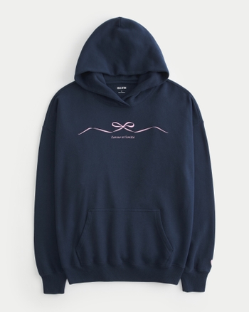 Womens Oversized Bow Graphic Hoodie Womens Clearance