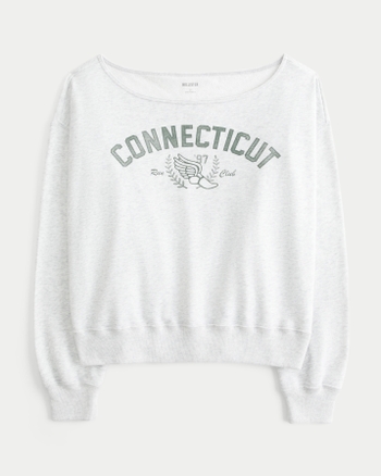 Women's Easy Off-the-Shoulder Connecticut Graphic Sweatshirt | Women's ...