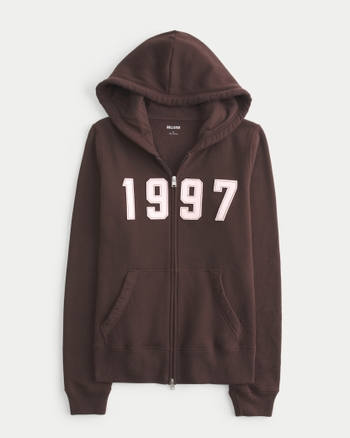 Women's Slim 1997 Graphic Zip-Up Hoodie | Women's Tops | HollisterCo.com