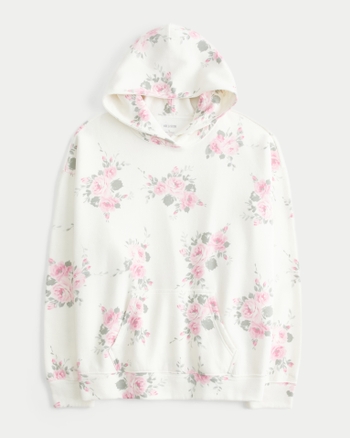 Women's Hollister Feel Good Fleece Oversized Floral Pattern Hoodie ...