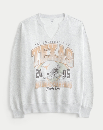 Women's Oversized University of Texas Graphic Notch-Neck Sweatshirt ...