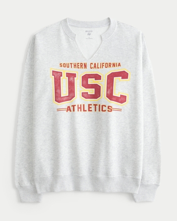 Women's Oversized USC Graphic Notch-Neck Sweatshirt | Women's ...