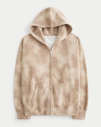 Women's Oversized Doe Print Zip-Up Hoodie | Women's New Arrivals ...