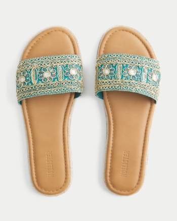 Women's Embellished Embroidery Slides | Women's Swimwear | HollisterCo.com