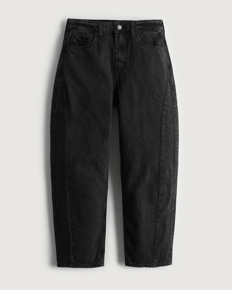 Women's High-Rise Black Barrel Jeans | Women's Sale | HollisterCo.com