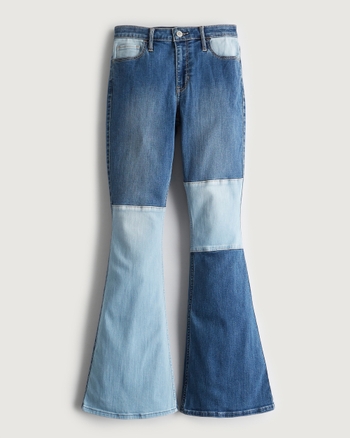 Women's High-Rise Patchwork Flare Jeans | Women's Sale | HollisterCo.com