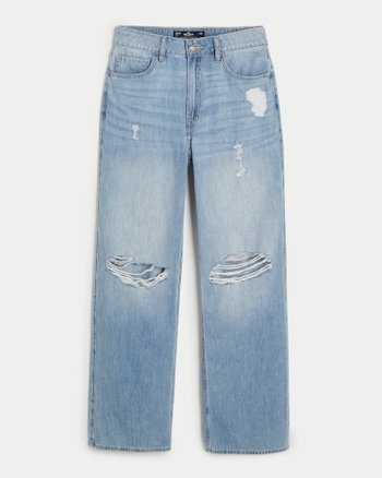 Women's Ultra High-Rise Ripped Medium Wash Baggy Jeans | Women's Sale ...