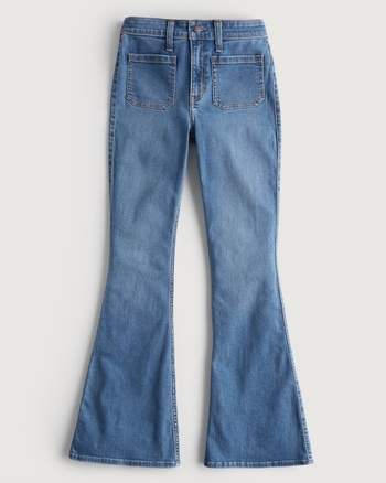 Women's High-Rise Medium Wash Flare Jeans | Women's Clearance ...