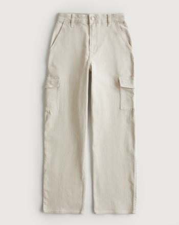 Women's Ultra High-Rise Cream Cargo Dad Jeans | Women's Bottoms ...