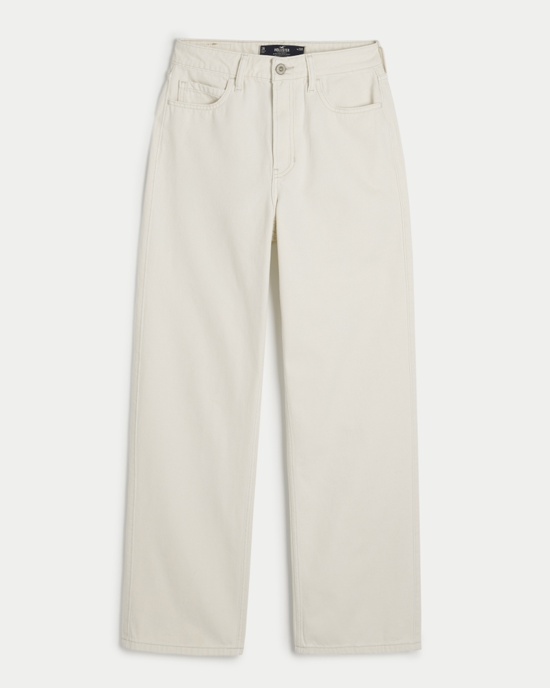 Women's Ultra High-Rise Cream Baggy Jeans | Women's Bottoms ...