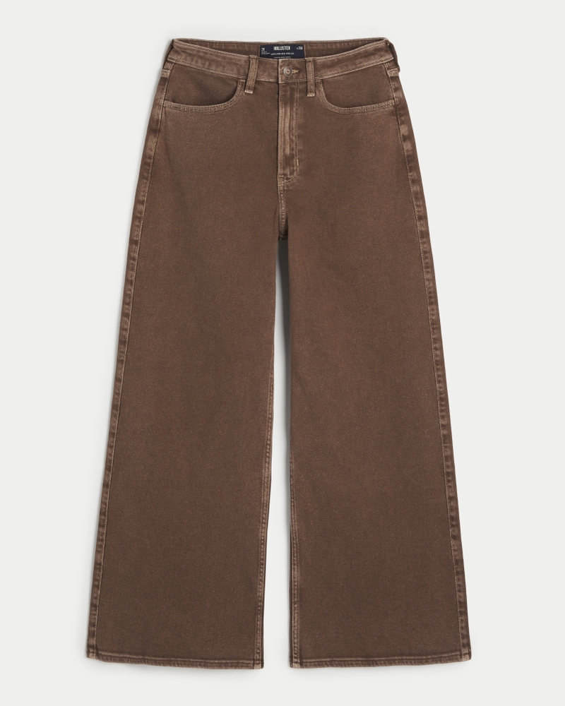 Women's Ultra High-Rise Brown Wide Leg Jeans | Women's Clearance ...