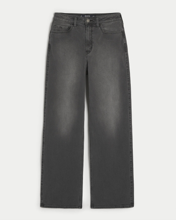 Women's Ultra High-Rise Washed Black Baggy Jeans | Women's Clearance ...