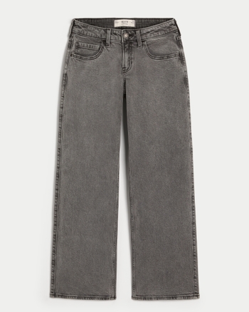 Women's Low-Rise Washed Grey Baggy Jeans | Women's Clearance ...