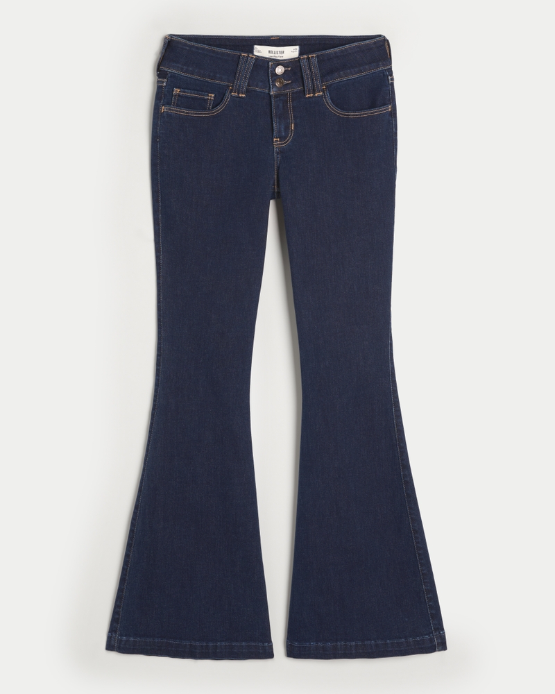 Women's Low-Rise Dark Wash Flare Jeans | Women's Bottoms | HollisterCo.com