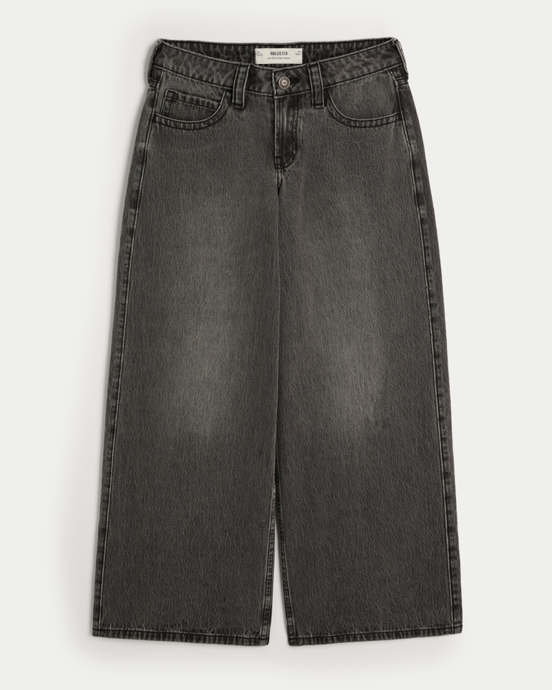 Womens Low Rise Washed Black Super Baggy Jeans Womens Bottoms