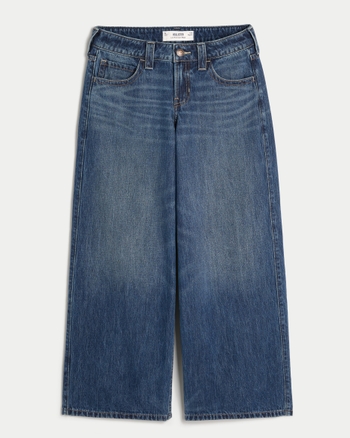 Womens Low Rise Dark Wash Super Baggy Jeans Womens Clearance