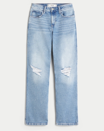 Women's High-Rise Ripped Medium Wash Dad Jeans | Women's Clearance ...