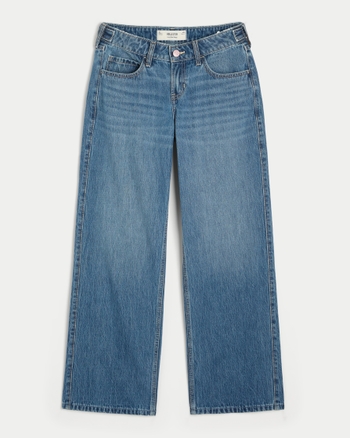 Women's Hollister Andi Adjustable Waist Low-Rise Medium Wash Baggy ...